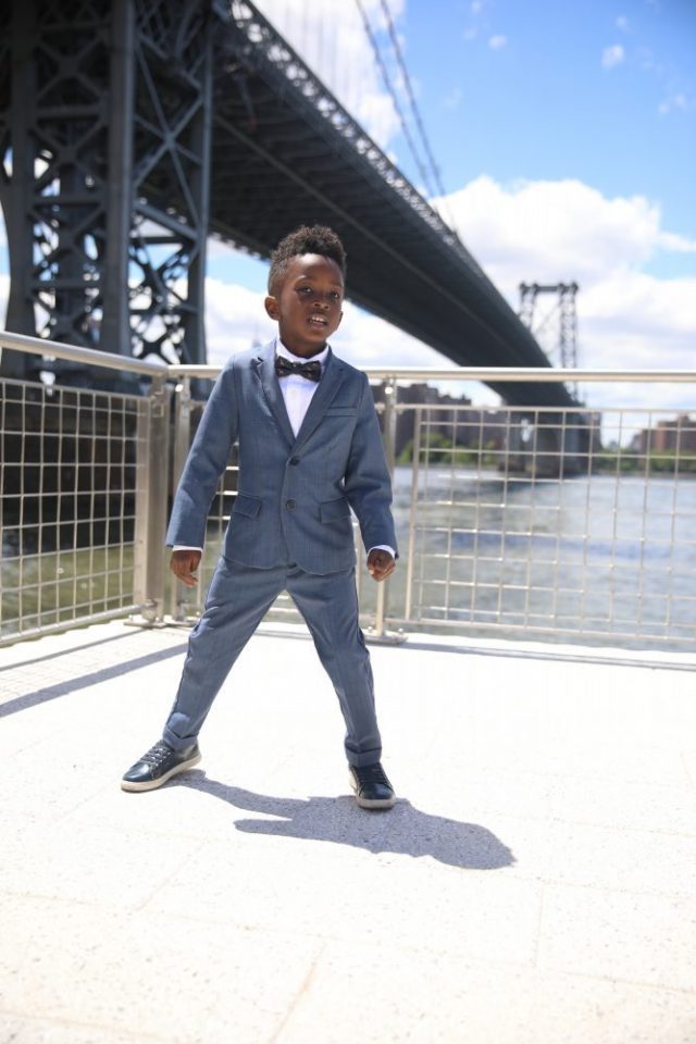 Dapper Style: Boys Suit with Leather Sneakers